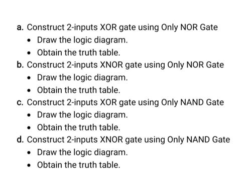 Solved A Construct Inputs XOR Gate Using Only NOR Gate Chegg Com