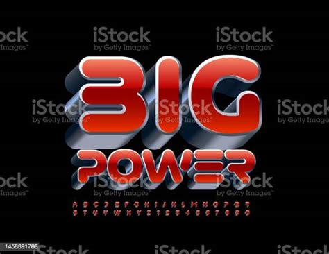 벡터 창조적 인 서명 큰 힘입니다 빨간색과 은색 현대 알파벳 문자와 숫자 세트 강철에 대한 스톡 벡터 아트 및 기타 이미지 강철 개념 공학 Istock