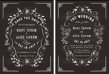 Premium Vector Vector Set Of Invitation Cards With Elements Wedding