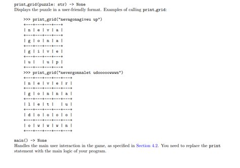 Solved Print Grid Puzzle Str None Displays The Puzzle Chegg