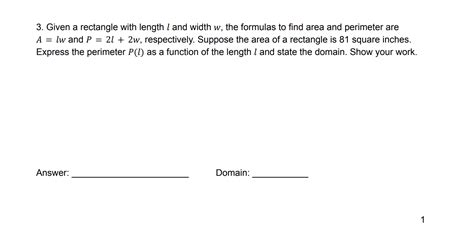Solved 3 Given A Rectangle With Length L And Width W The Chegg Com