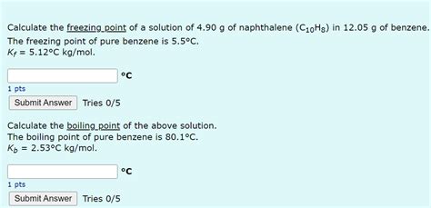 Solved Calculate The Freezing Point Of A Solution Of G Chegg