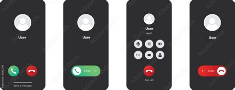 phone call screen interface set accept button reject button incoming