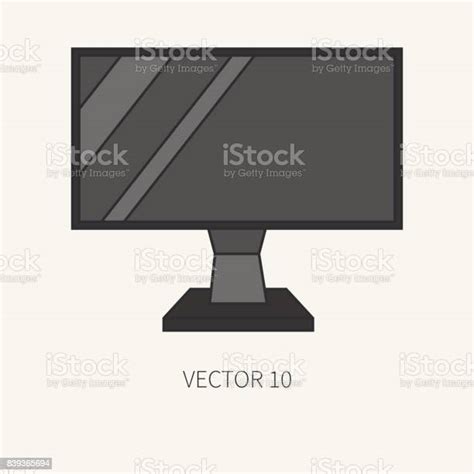 플랫 컬러 벡터 컴퓨터 부품 아이콘 Lcd 모니터 라인 만화입니다 디지털 게임 및 비즈니스 사무실 Pc 데스크톱 장치입니다 혁신 가제트입니다 인터넷입니다 일러스트 레이 션