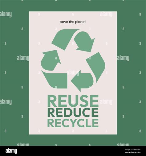 Reuse Reduce Recycle Poster With Reuse Sign Vector Flat Illustration World Environment Day