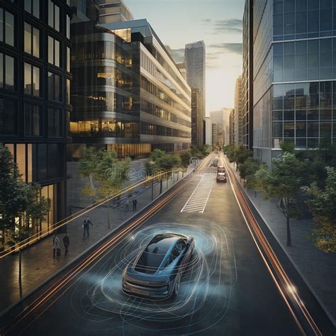 Ai Generative Photo Of Self Driving Car Navigating Through A Cityscape