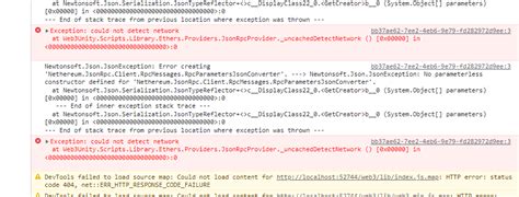 Receiving Exception Could Not Detect Network When Trying To Read