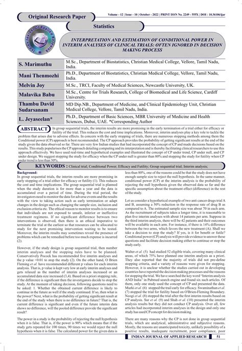 Pdf Interpretation And Estimation Of Conditional Power In Interim
