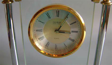 Vintage Danbury Brass Mantle Clock Brass And Glass Clock Etsy