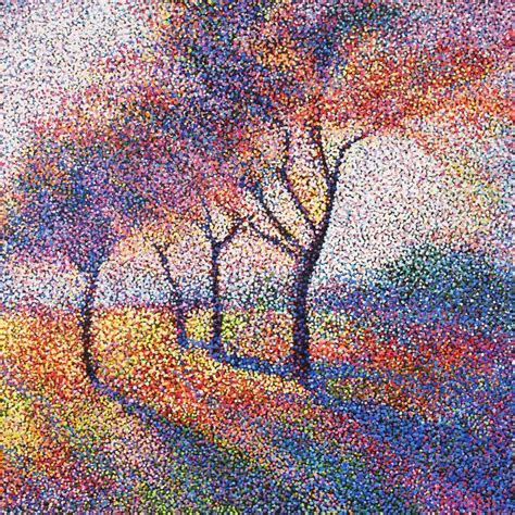 Colors Of Sunset Painting Pointillism Dot Art Painting Pointalism Art