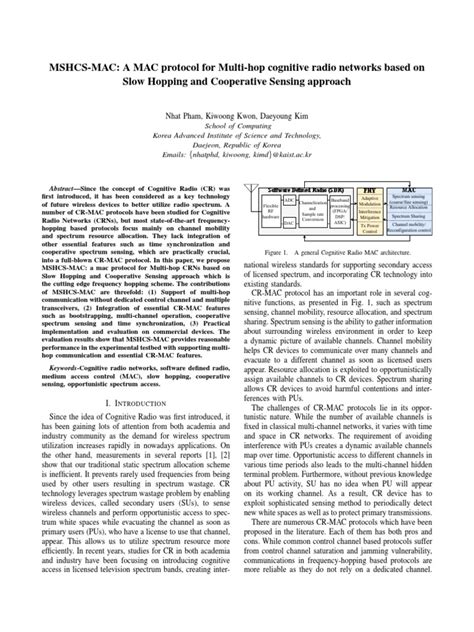 Mshcs Mac A Mac Protocol For Multi Hop Cognitive Radio Networks Based