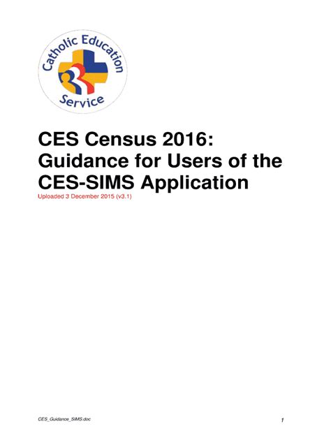 Fillable Online Cesewcensus Org Ces Census 2016 Guidance For Users Of The Ces Sims Application
