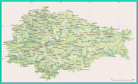 Карта Курской области 2025 с городами на весь экран