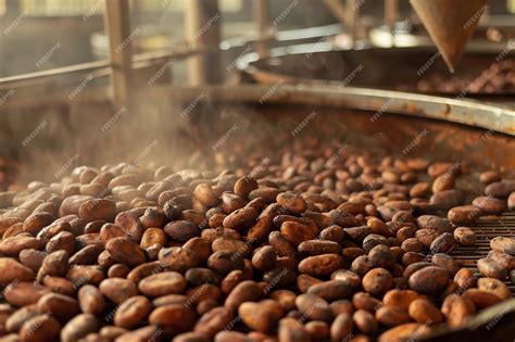 Premium Photo Roasting Cocoa Beans Chocolate Production Generative Ai