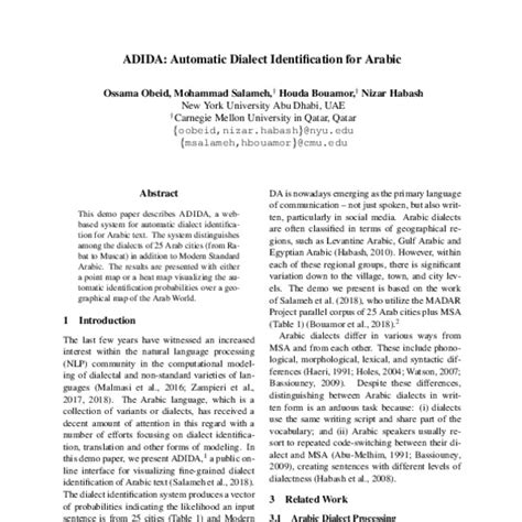 Adida Automatic Dialect Identification For Arabic Acl Anthology