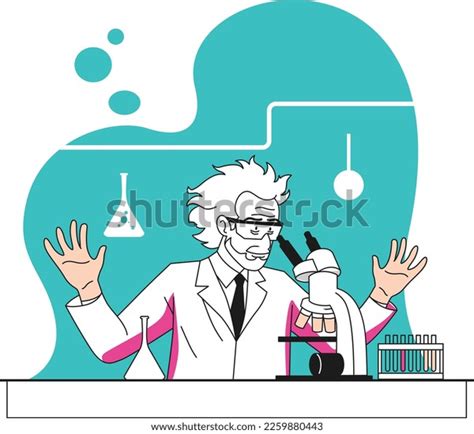 Scientist Simple Vector Illustration Made Line Stock Vector Royalty
