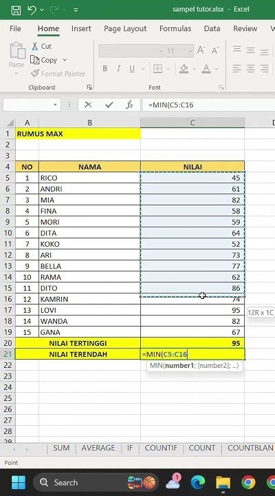 Cara Menggunakan Rumus Min Pada Ms Excel Exceltipsbelajarexcel