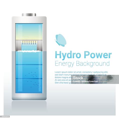 수력 전기 에너지 충전 건전지 벡터 그림을 가진 녹색 에너지 개념 배경 0명에 대한 스톡 벡터 아트 및 기타 이미지 0명