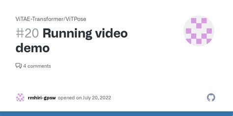 Running Video Demo · Issue 20 · Vitae Transformer Vitpose · Github