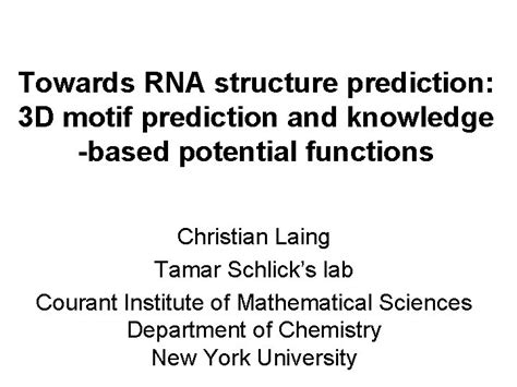 Towards RNA Structure Prediction D Motif Prediction