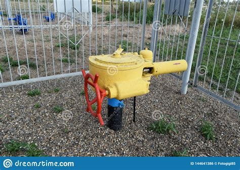 The Latch On The Underground Gas Pipeline Stock Photo Image Of Painted High