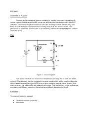 ECE Lab 3 Docx ECE Lab 3 Statement Of Purpose Construct An Infrared Signal Detector Suitable