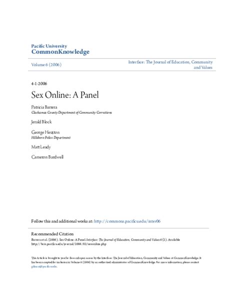 Pdf Sex Online A Panel