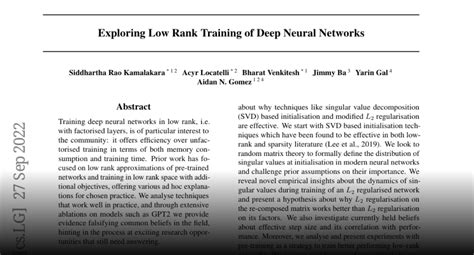 Paper Page Exploring Low Rank Training Of Deep Neural Networks
