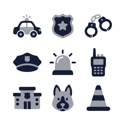 Minimalist Style Law Enforcement Icon Set With Police Elements 74804598