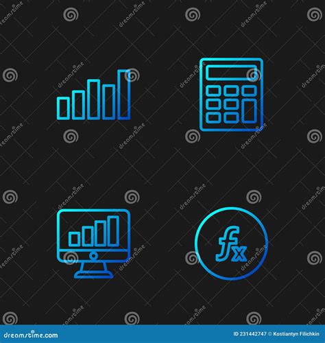 Set Line Function Mathematical Symbol Computer Monitor With Graph Chart Graph Schedule Chart