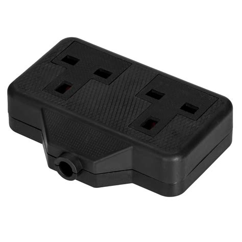 Knightsbridge 13a 2 Gang Rubber Trailing Socket Black Sn2014b Cef