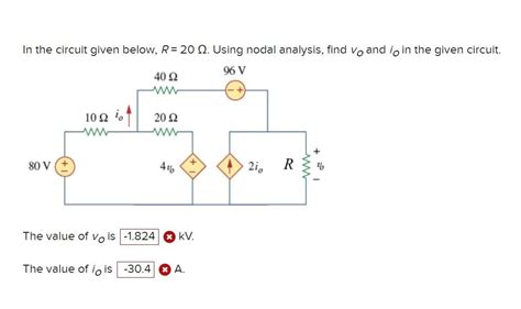 Solved In The Circuit Given Below R20Ω Using Nodal