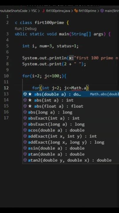 First 100 Prime Numbers Display Java Java Coder Shortsvideo