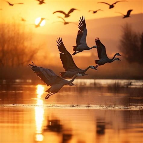 Premium Ai Image Autumn Bird Migration