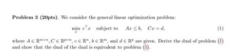 Solved Problem 3 20pts We Consider The General Linear