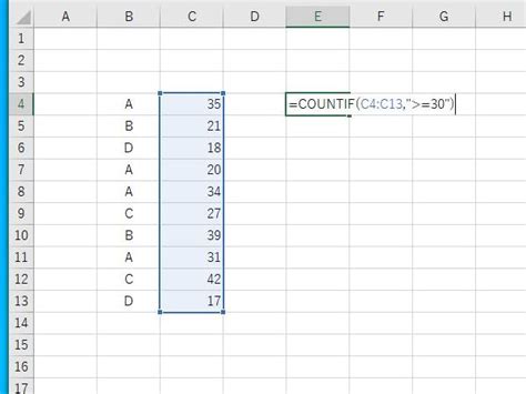 Countif関数（条件付きの個数） Using Excel