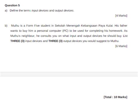 Solved A Define The Terms Input Devices And Output Dev