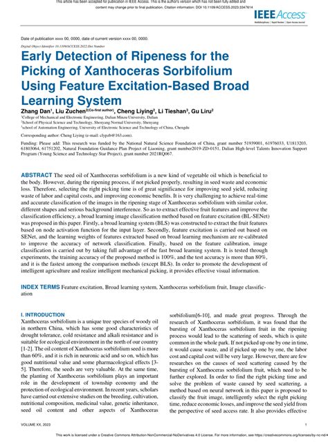 pdf early detection of ripeness for the picking of xanthoceras sorbifolium using feature