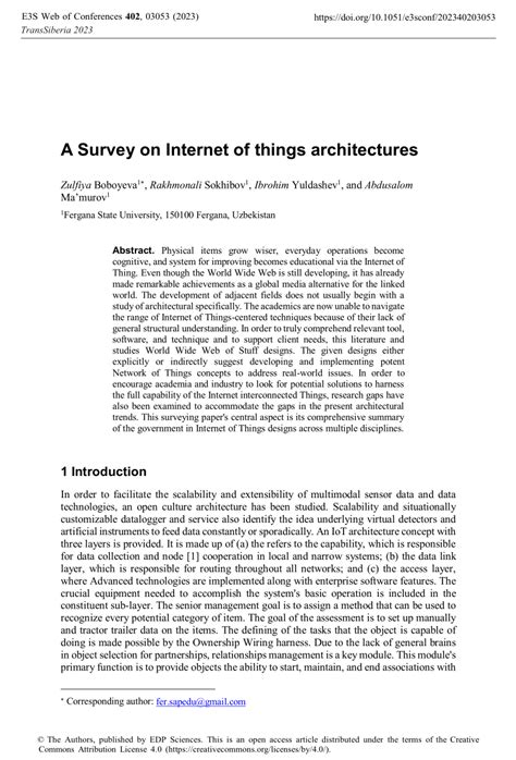 Pdf A Survey On Internet Of Things Architectures