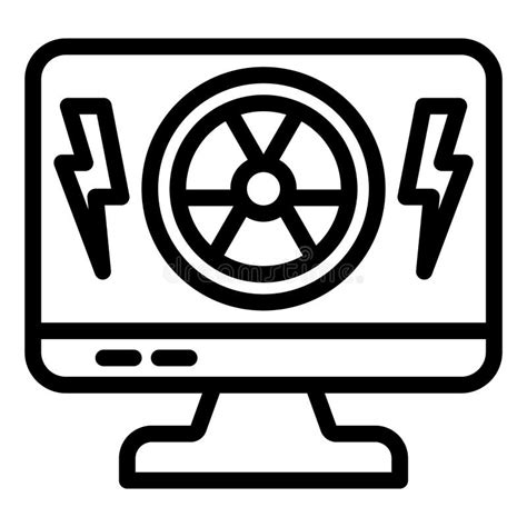Monitor Screen And Radiation Seal Line Icon Atomic Energy Concept Vector Graphics Stock Vector