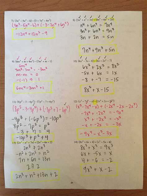 Study Guide Key And Polynomials Worksheet Key Ahs Math