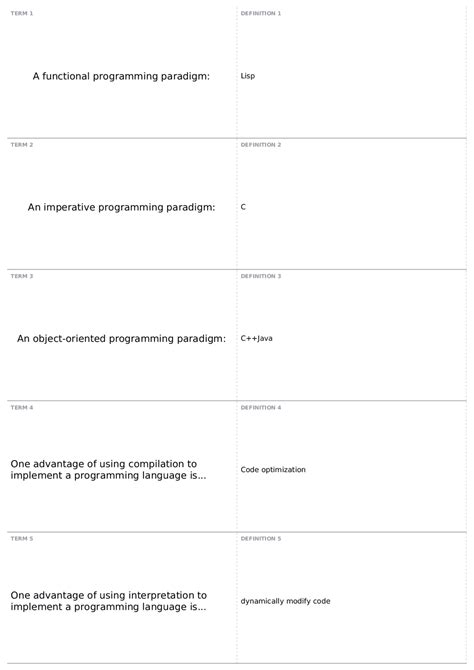 programming lang cumulative review cs 3723 programming languages quizzes programming