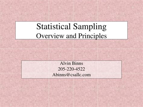 Ppt Statistical Sampling Overview And Principles Powerpoint Presentation Id468677