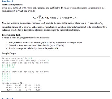 Solved Matrix Multiplication Given A 2d Matrix A With R