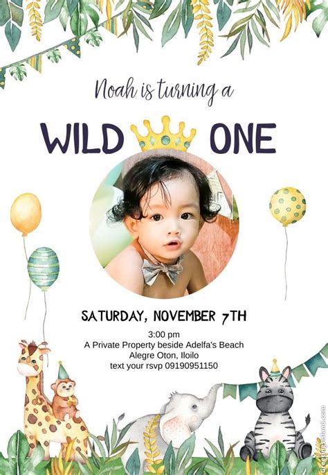 Safari Themed 1st Birthday Invitation Safari Theme Birthday