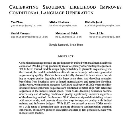 Ak On Twitter Calibrating Sequence Likelihood Improves Conditional Language Generation Abs