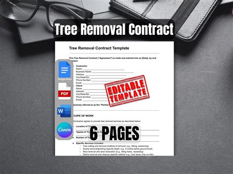 Tree Removal Contract Template Word Doc PDF CANVA Printable Arborist Contract Tree Service