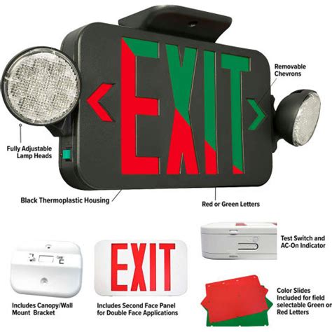 Hubbell LED Emergency Exit Combo With Red Or Green LEDs Remote Capacity Black 120 277V