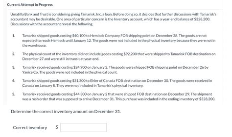 Solved Determine The Correct Inventory Amount On December