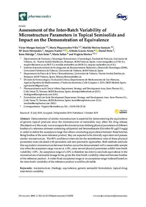 Pdf Assessment Of The Inter Batch Variability Of Microstructure